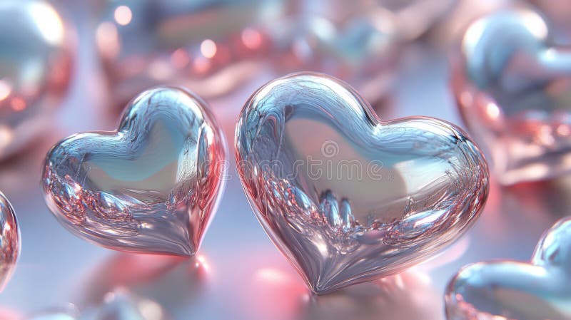 Two Shiny Rose Gold Hearts Amongst Others Stock Illustration ...