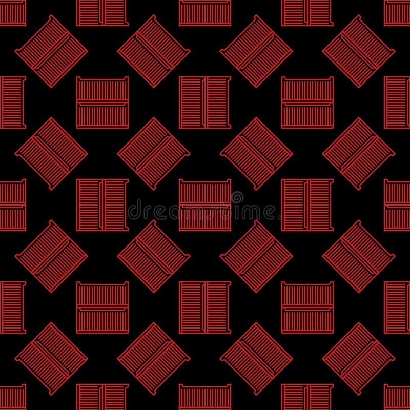 Two Shipping Containers Vector Dark Outline Seamless Pattern Stock ...