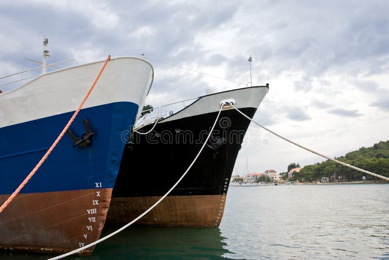 Two ships stock image. Image of waterfront, anchoring - 5382425