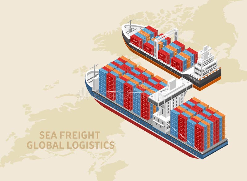 Two Ships of Global Logistics System Stock Vector - Illustration of ...