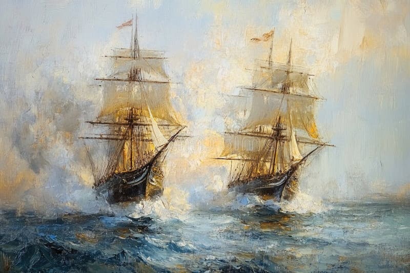 Two Ships Sailing in the Open Ocean Stock Image - Image of sail ...