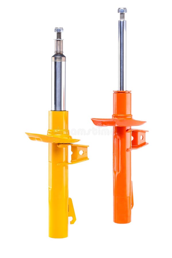 Two Shock absorber stock image. Image of yellow, parts - 182069623