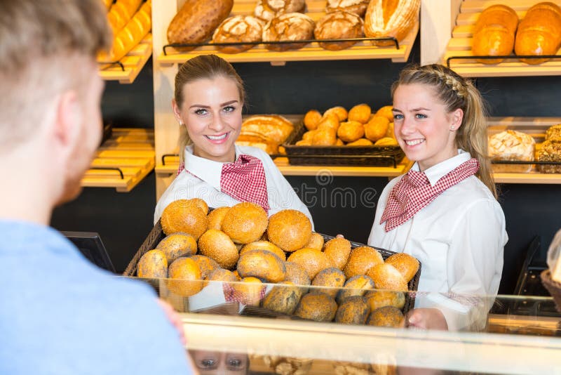 Baker with Basket Full of Bread in a Bakery Stock Image - Image of ...