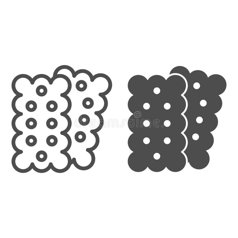 Two Shortbread Cookies Line and Solid Icon, Sweets Pastry Concept ...