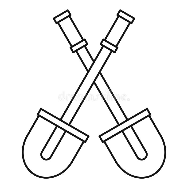 Outline Two Shovels Vector Icon. Isolated Black Simple Line Element ...