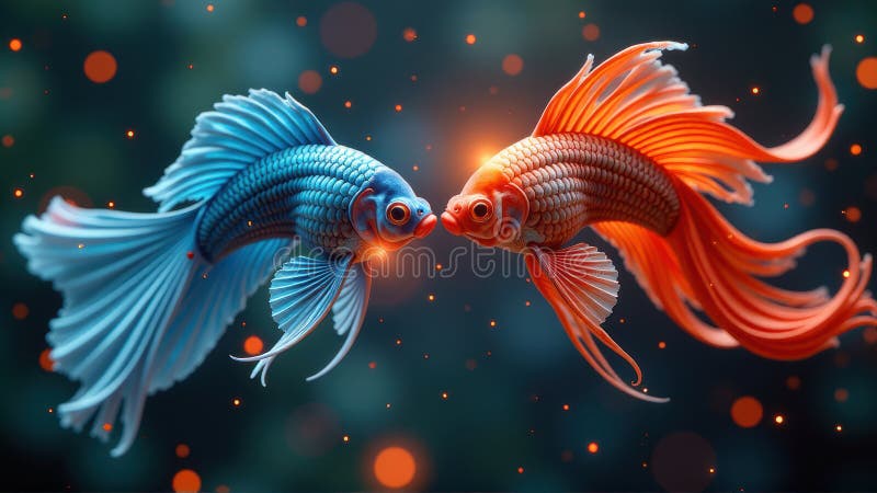 Two Siamese Fighting Fish Facing Each Other Stock Illustration ...