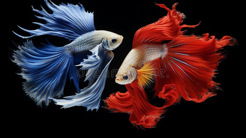 Two Siamese Fighting Fish, on a White Background, AI Generative Stock ...