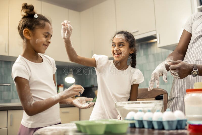 Two Siblings Feeling Funny and Excited while Cooking Together Stock ...