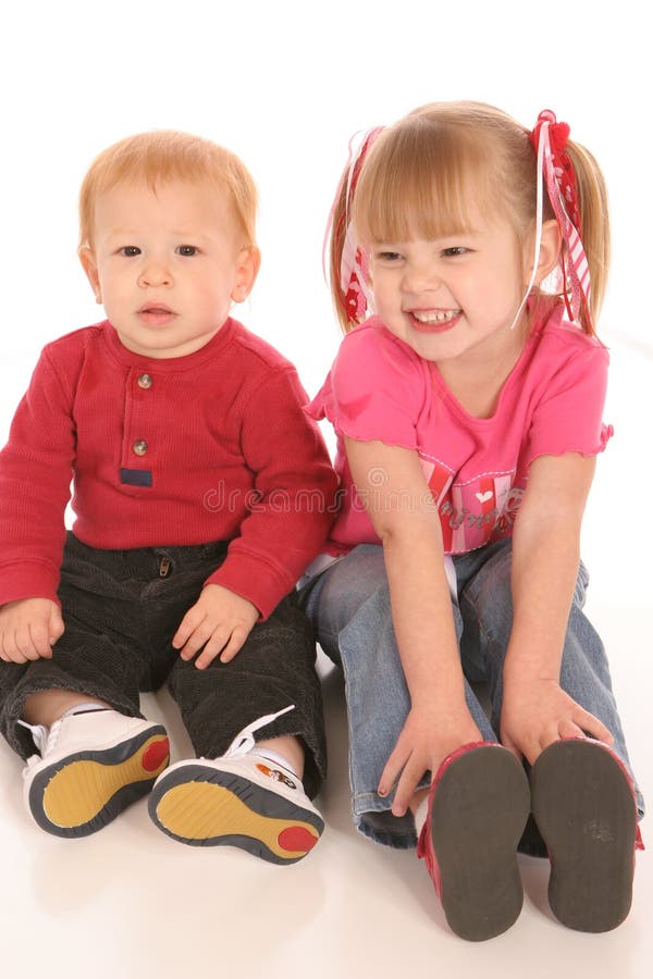 Two Siblings one stock photo. Image of smile, toddler, redhead - 499538