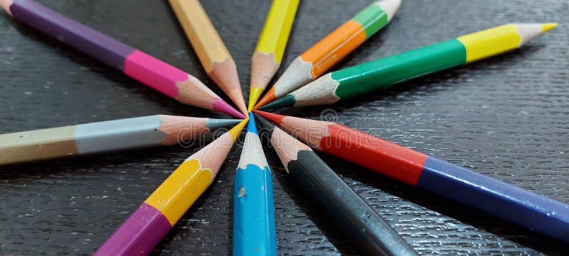Two Side Colored Pencil in Circle Shape Stock Photo - Image of colored ...