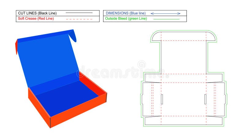 Side Open Book Box with Holding Notch, Book Cover Box Dieline Template ...