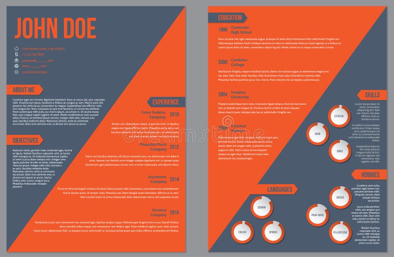 Two Sided Resume Cv Template with Large Orange Stripe Stock ...