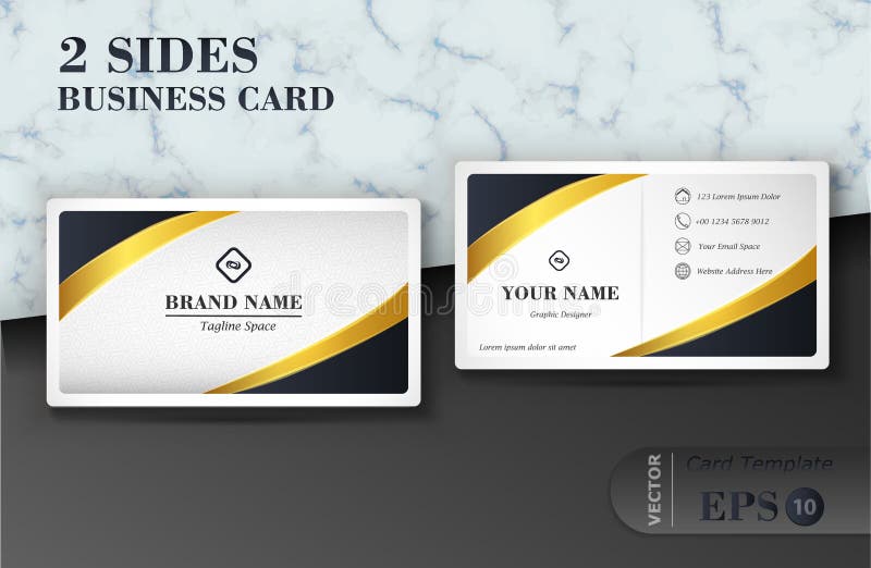 Two Sides Black and Gold Luxury Business Card Design Template Stock ...