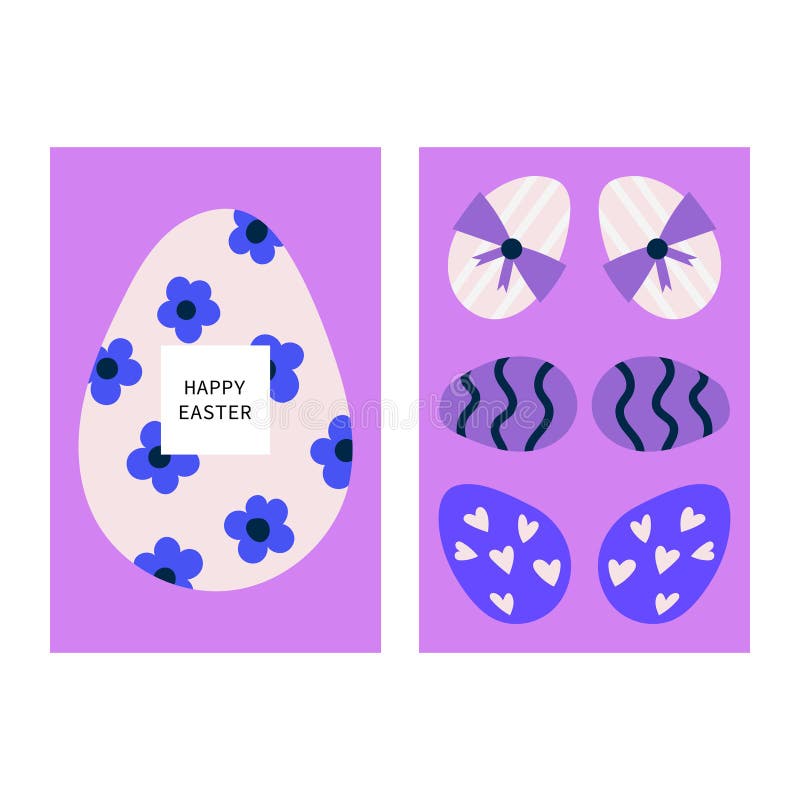 Two Sides of Postcard Happy Easter Vector Illustration Concept Stock ...