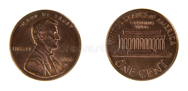 Two sides of a USA 1 cent stock photo. Image of abundance - 47508648