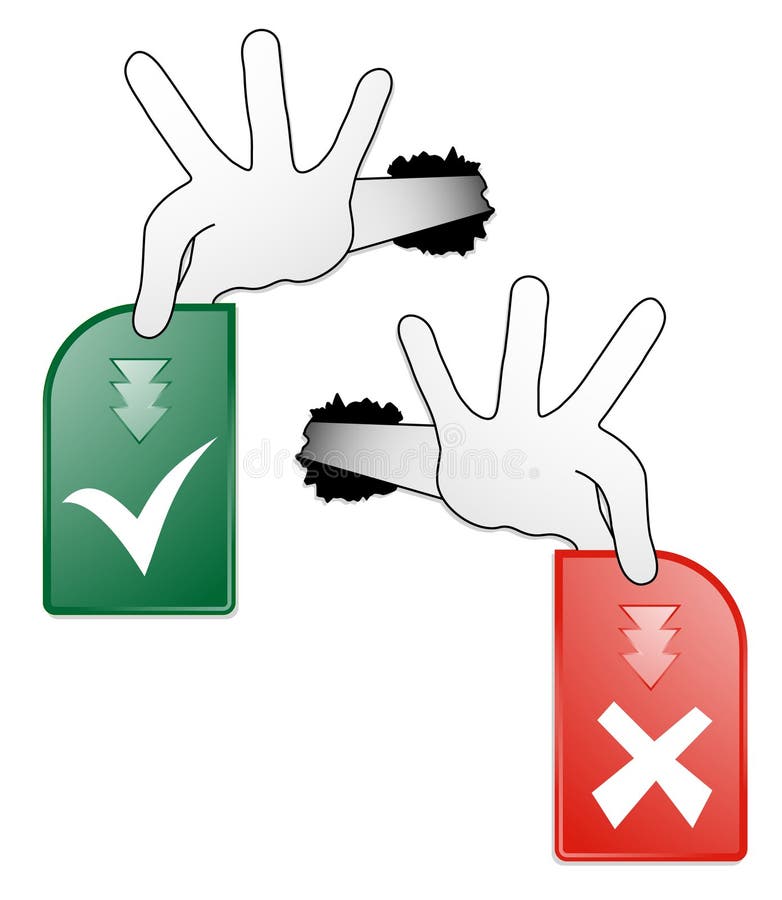 Two signs stock vector. Illustration of contest, hand - 24010427