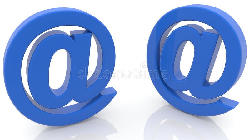 Two at Signs in Blue on White Background Stock Illustration ...