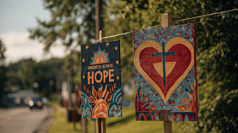 Juneteenth Signs with Messages of Hope and Unity Stock Image - Image of ...