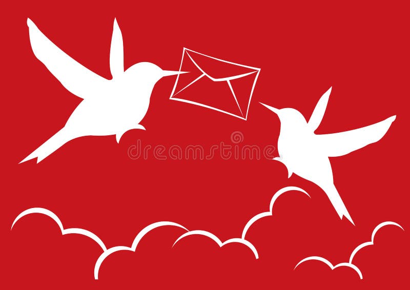 Two silhouette mail birds stock vector. Illustration of communication ...