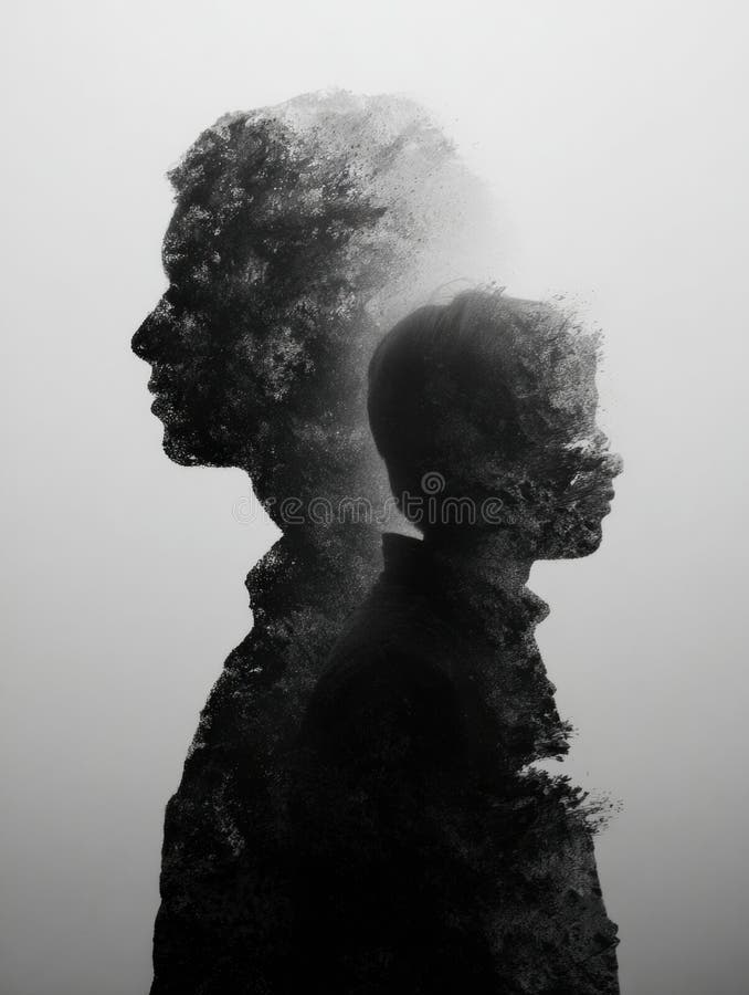 Two Silhouettes Merging into One Abstract Shape Representing Unity and ...