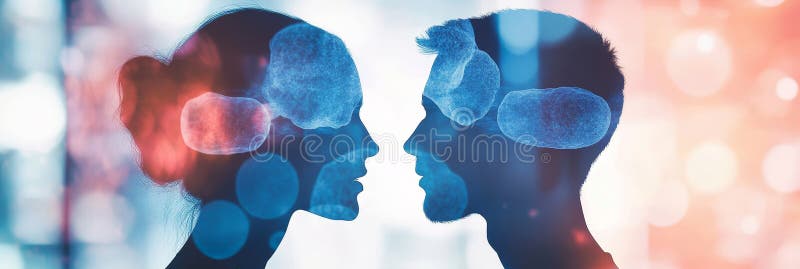 Two Silhouettes Communicating Ideas Abstract Symbolizing Communication ...