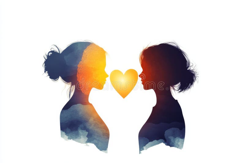 Two Silhouettes Facing Each Other. Stock Illustration - Illustration of ...