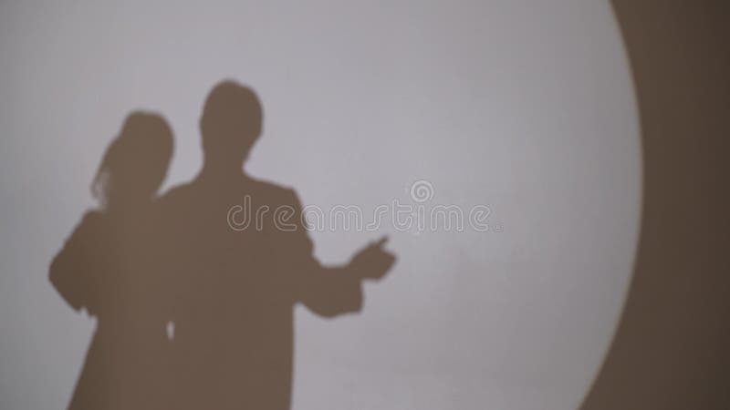 Two Dancing Shadows on the Background of a White Wall. Artistic ...
