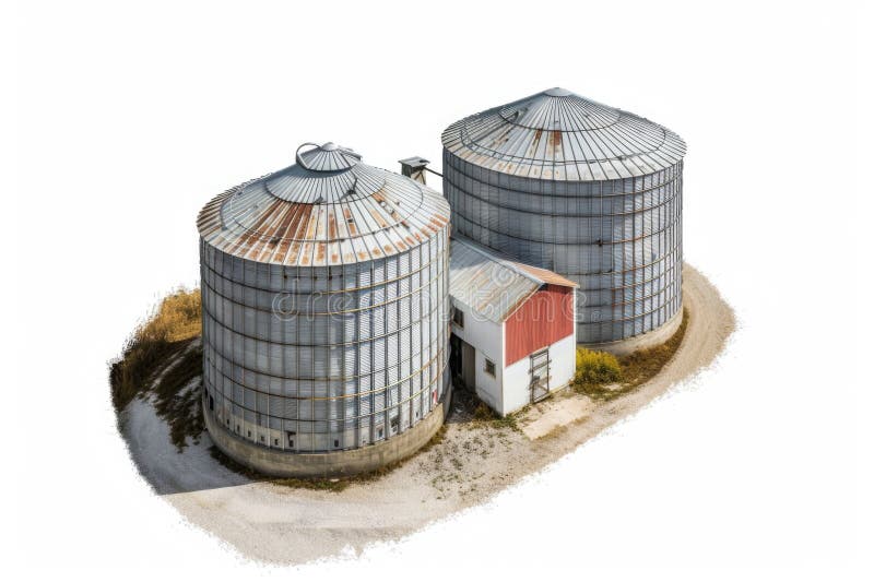 Two Silos Sit Next To Each Other in an Agricultural Setting Stock Photo ...