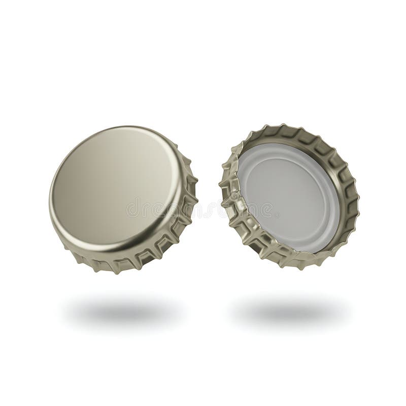 Two Silver Beer Bottle Cap Mockups Isolated Stock Illustration ...
