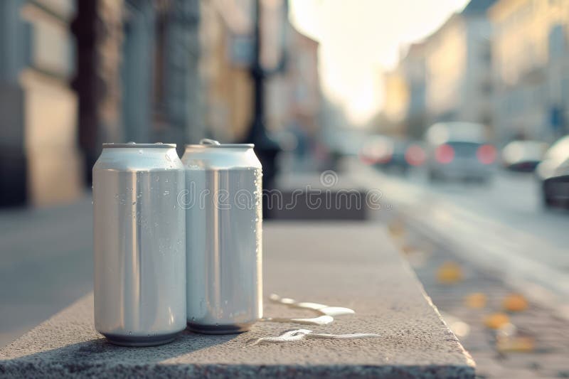 Two Beverage Cans on Rooftop at Sunset. AI Generated Stock Image ...