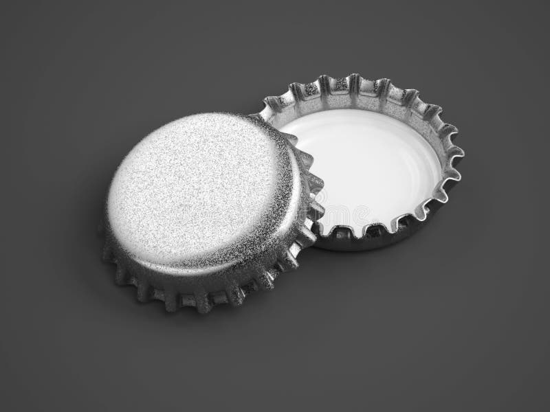 Two Silver Bottle Caps. 3d Rendering Stock Illustration - Illustration ...