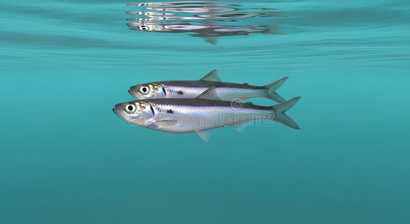 Two Silver Fish Swimming Underwater, Ai Generated Stock Illustration ...