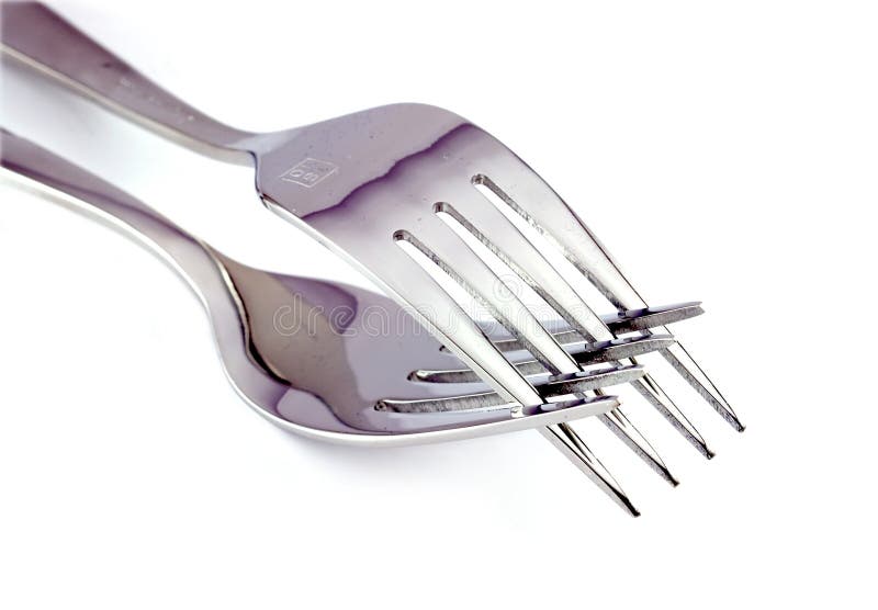 Two Silver Forks Isolated on White Stock Photo - Image of dine ...