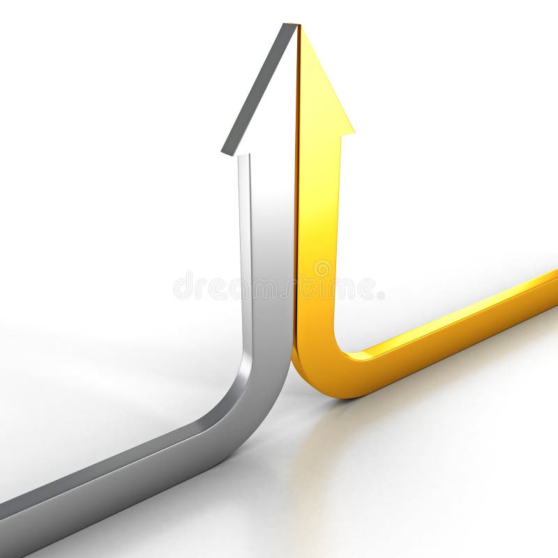 Two Silver and Golden Arrows Grow Up Together Stock Illustration ...