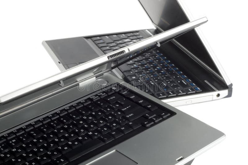 Two Silver Laptop Computers Stock Image - Image of black, isolated: 4802145