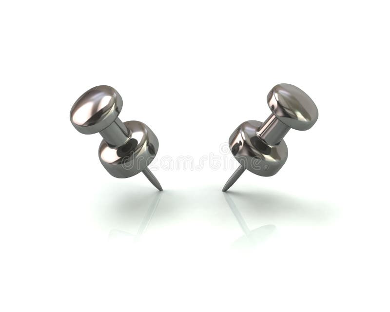 Two silver push pins stock illustration. Illustration of notepad - 91023617