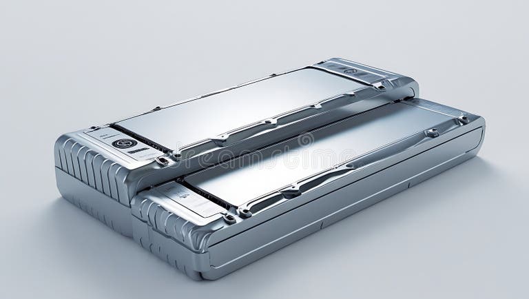 Two Metallic Silver Rectangular Objects with Reflective Surfaces on a ...