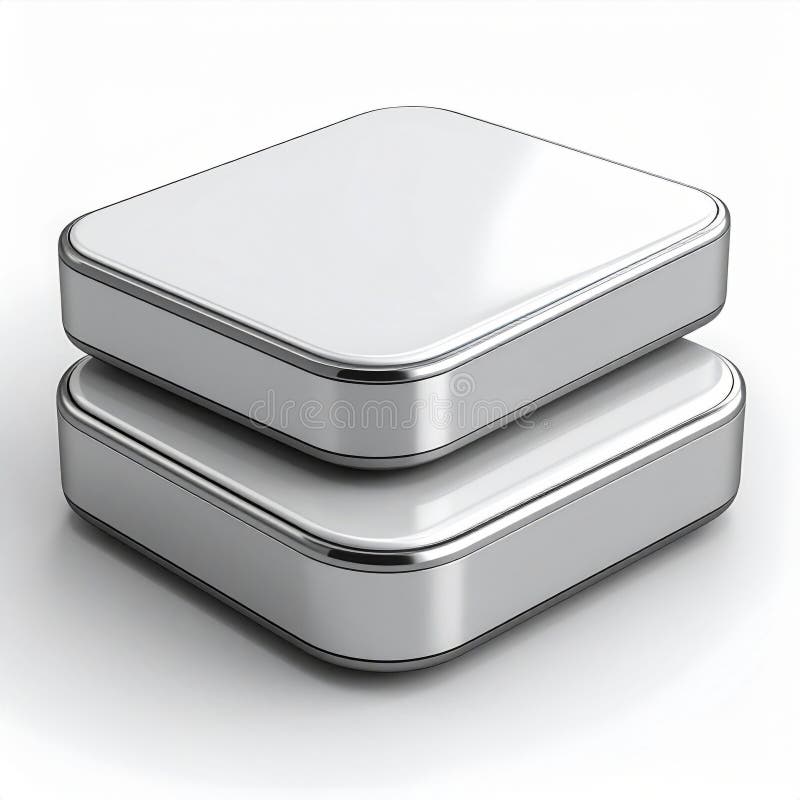 Two Silver Square Magnets Stacked on White Background Stock ...