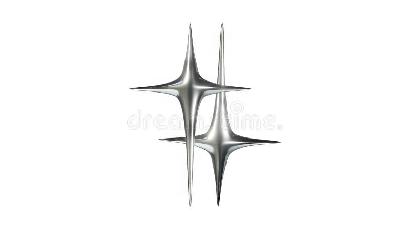 Two Silver Stars are Shown in a Close Up Stock Illustration ...