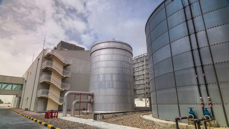 Two Silver Water Tanks with Fence Timelapse Hyperlapse Stock Photo ...