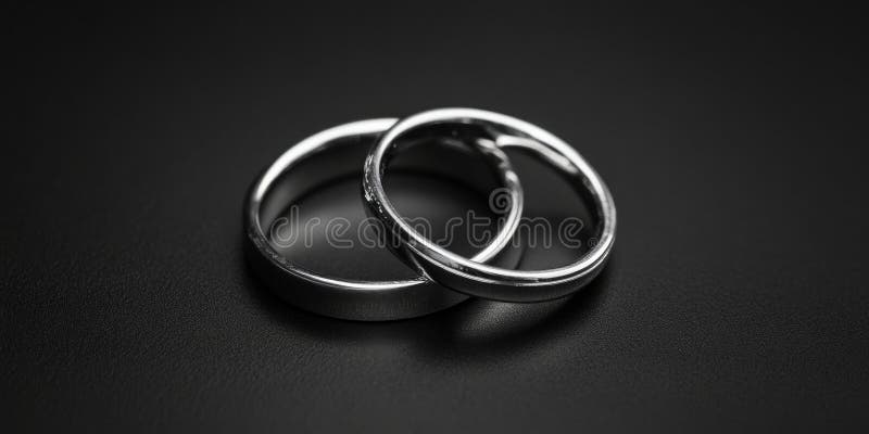 Elegant Pair of Silver Intertwined Wedding Rings on Black Background ...