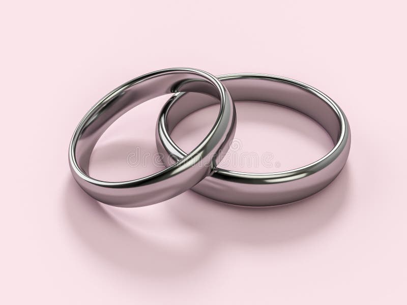 Two Silver Wedding Rings Soft Pink Background Stock Photo - Image of ...