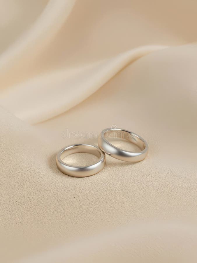 Two Silver Wedding Rings are on a White Background Stock Photo - Image ...