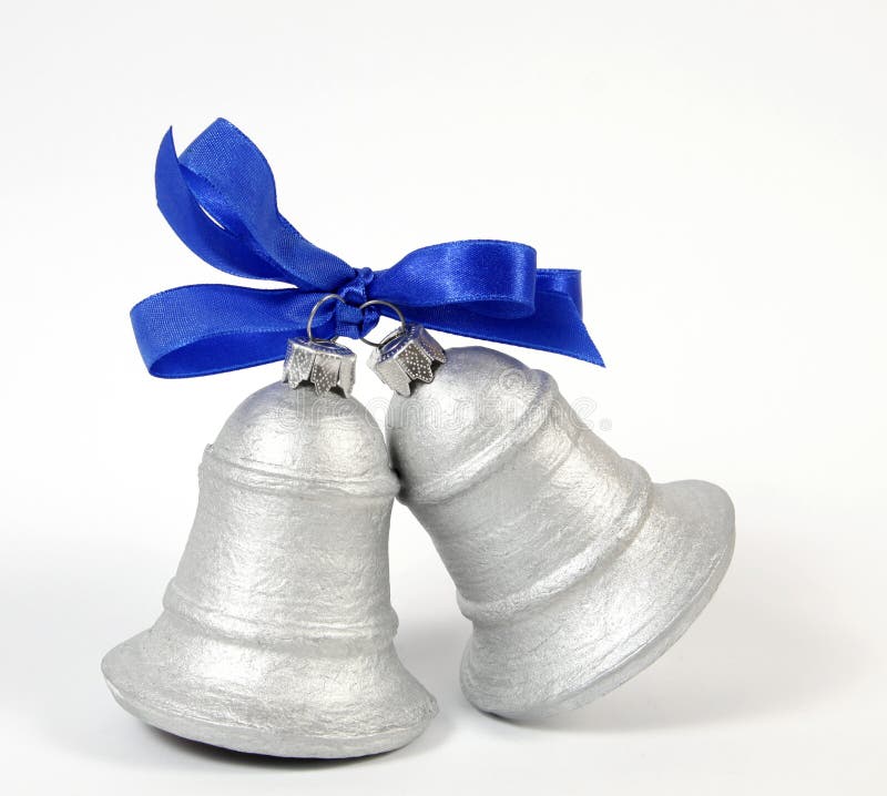 Two silvery bells stock image. Image of ribbon, ornament - 22199123