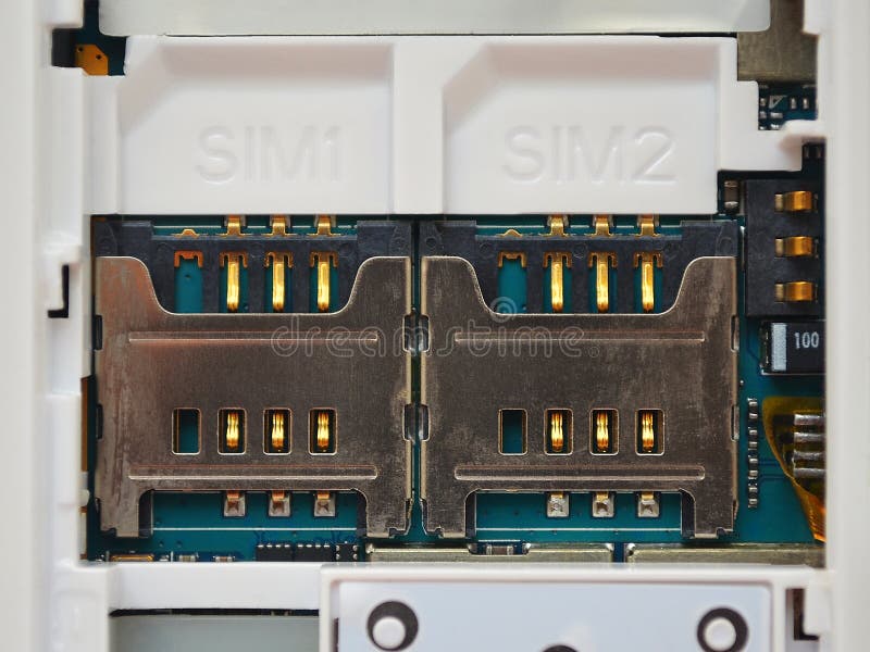 Red SIM Card on Slots in Mobile Phone. Stock Image - Image of phone ...