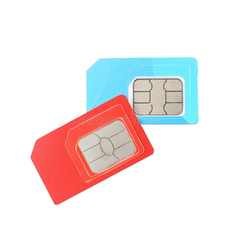 Two SIM Cards Isolated on White, Top View Stock Photo - Image of number ...