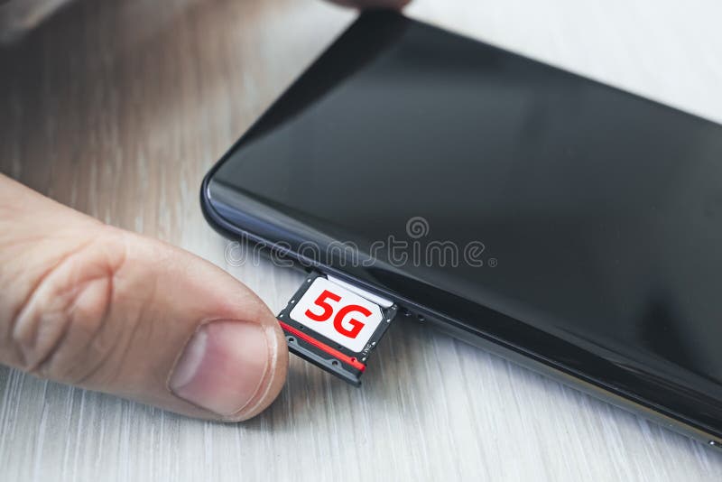 Two Sim Cards, Phone and Computer. 5G Fifth Generation of Mobile ...