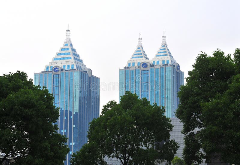 Two similar skyscrapers stock image. Image of commercial - 7362915