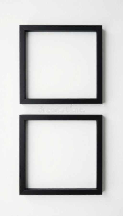 Two Simple Black Frames Against a Pure White Backdrop , Clean, Border ...