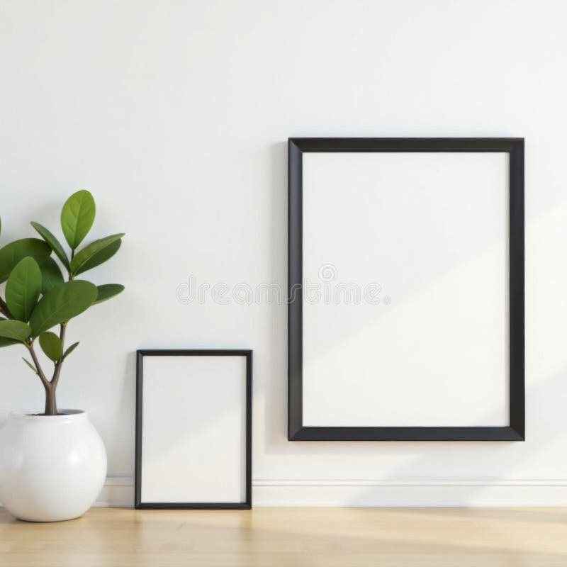 Two Simple Black Frames Against a Pure White Backdrop , Interior ...